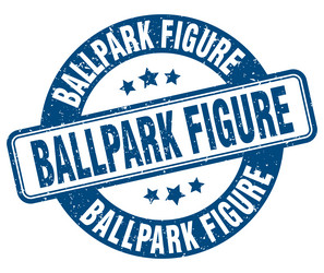 Ballpark figure stamp label round Royalty Free Vector Image