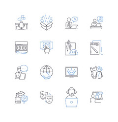 Organizational development line icons collection Vector Image