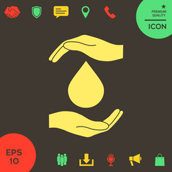 Hands holding drop - protection icon Royalty Free Vector