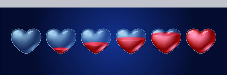 Heart fill progress game animation sprite sheet Vector Image