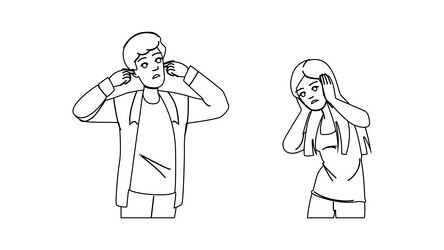 Person plugging ears kid Royalty Free Vector Image