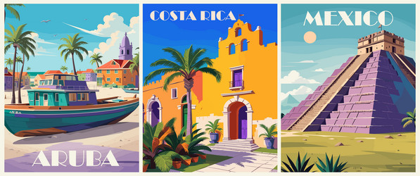 Tropical Destination Posters Royalty Free Vector Image