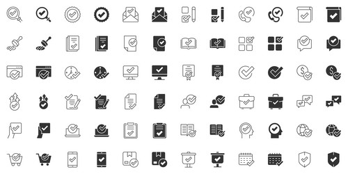 Approve icon set in flat style check mark Vector Image