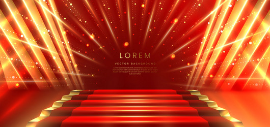 Elegant red stage with gold diagonal glowing Vector Image