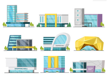 Shopping mall building exterior concept Royalty Free Vector