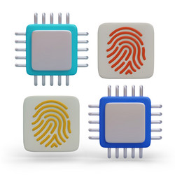 Set of realistic cpu and fingerprints access Vector Image