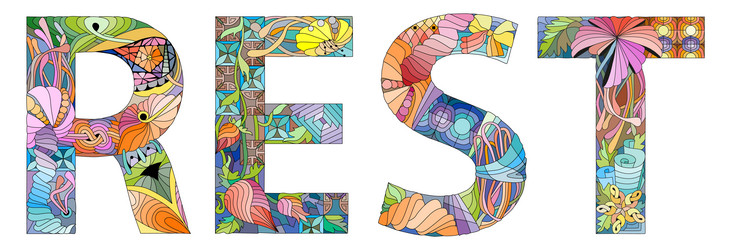 Rest word hand drawn lettering text Royalty Free Vector