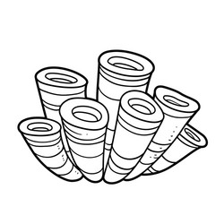 Large sea sponge coloring book linear drawing Vector Image