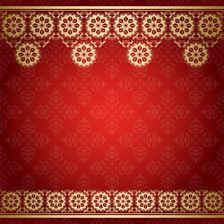 Red background with golden border Royalty Free Vector Image