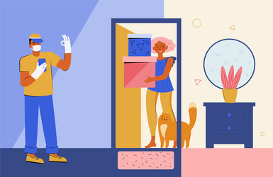 Safe contactless delivery to home courier Vector Image