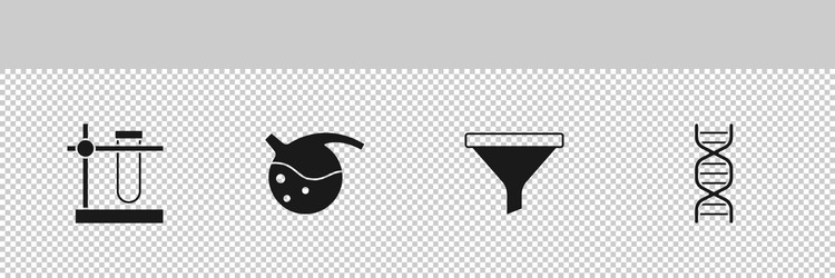 Set chemical formula test tube funnel filter Vector Image