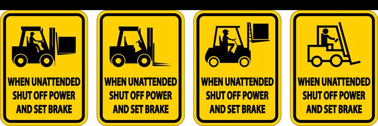Shut off power and set brake label sign on white Vector Image