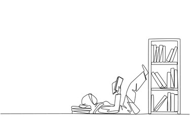 Single one line drawing girl lying on back Vector Image