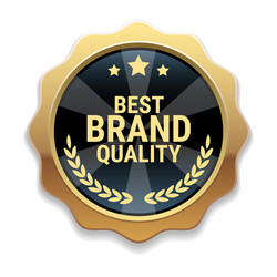 Most popular badge golden color ribbons label Vector Image