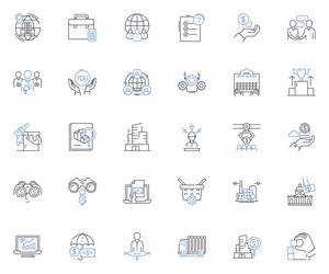 Apportionment line icons collection allocation Vector Image