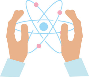 Hand holding molecule atom Royalty Free Vector Image
