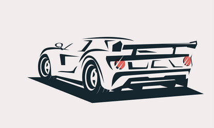 Sport car outlined sketch view from back Vector Image