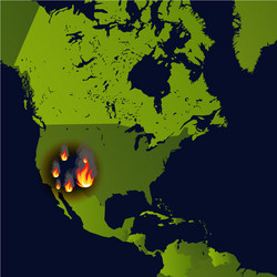Forest fires banner fire place on map disaster Vector Image