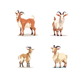 Cartoon goat with different poses sticker print Vector Image
