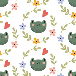Childish seamless pattern with cute frogs Vector Image