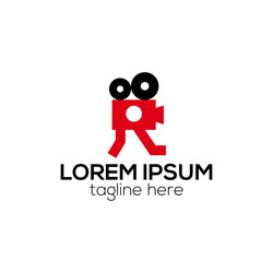 Initial letter r camera logo or film Royalty Free Vector