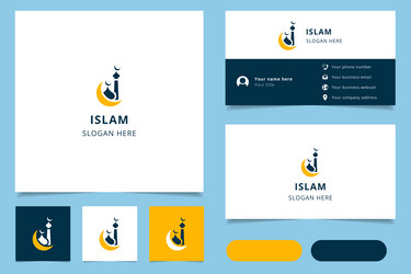 Mosque logo design with editable slogan branding Vector Image
