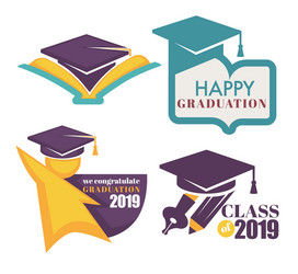 Congrats graduates greeting lettering sign Vector Image