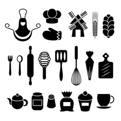 Baking tool icons set Royalty Free Vector Image