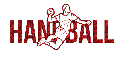 Handball sport male player action with text design