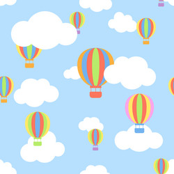 Cute seamless pattern with pink hot air balloons Vector Image