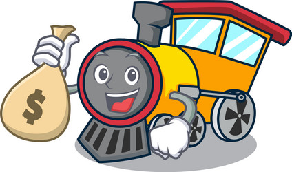 With money bag train mascot cartoon style Vector Image