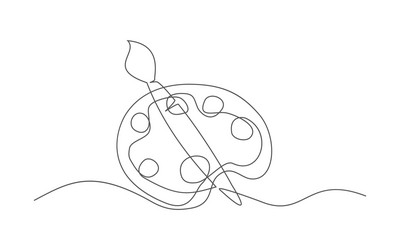 Continuous one line drawing painter standing Vector Image