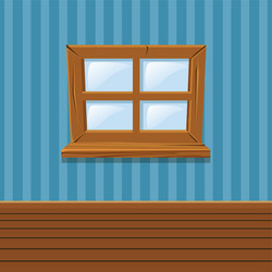 Cartoon wooden old window home interior Royalty Free Vector