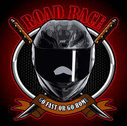 Motorcycle helmet and katana sword template Vector Image