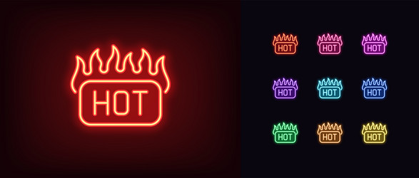 Outline neon hot icon yellow pink glowing Vector Image