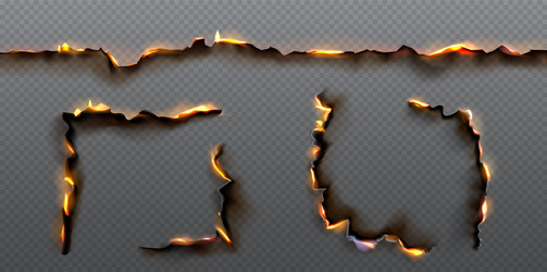 Burn edge paper hole corner fire texture effect Vector Image