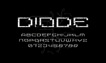 Geometric square font computer chip alphabet Vector Image