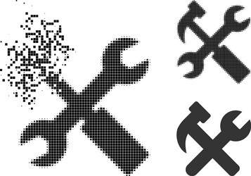 Dissipated pixelated screwdriver and wrench glyph Vector Image