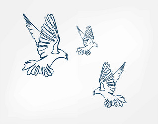 One continuous line drawing of flying dove bird Vector Image