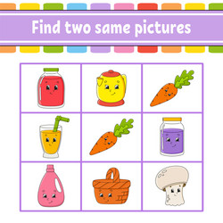 Find two same food objects task for kids Vector Image