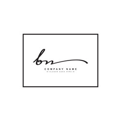 Handwritten signature logo for initial letter bn Vector Image