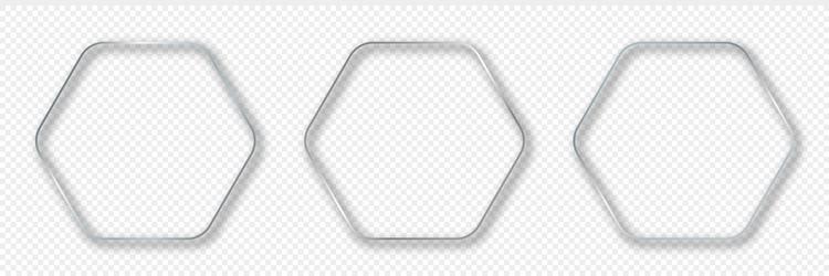 Silver glowing rounded hexagon frame Royalty Free Vector