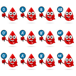 Blood group icon with drop cartoon set Royalty Free Vector