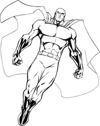 Flying superhero throwing a punch Royalty Free Vector Image