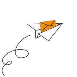 Hand drawn doodle paper plane holding email Vector Image