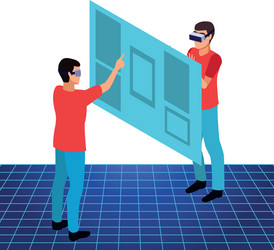 Virtual reality technology experience cartoon Vector Image