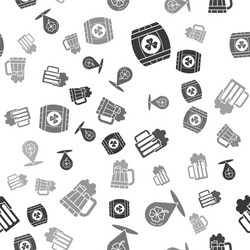 Set wooden barrel with four leaf clover and saint Vector Image