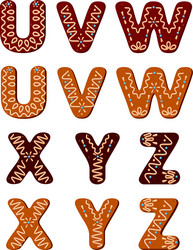 Gingerbread alphabet letters from g to m Vector Image