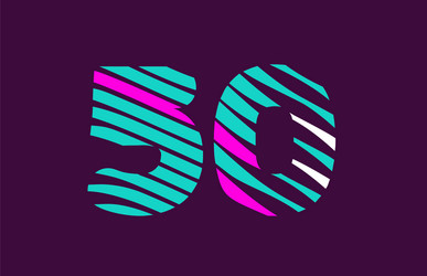 Pink line 50 number logo icon design creative Vector Image