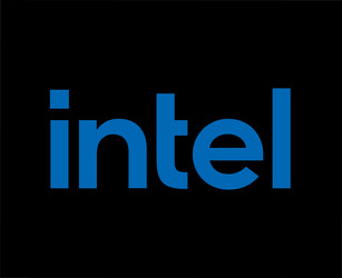 Intel logo brand software computer symbol blue Vector Image